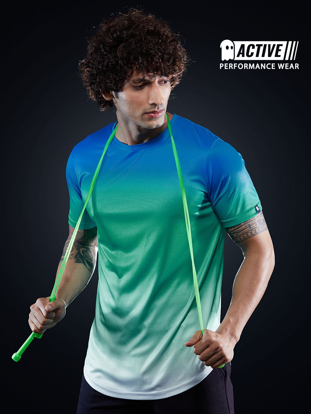Buy Solids Blue Green Ombre Active Wear Onine