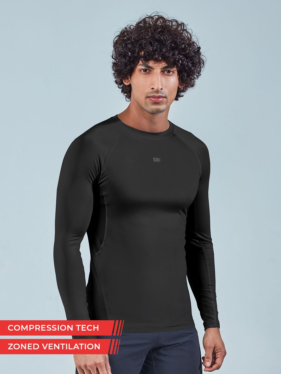 Buy Solids Black Men Compression T-Shirts Online