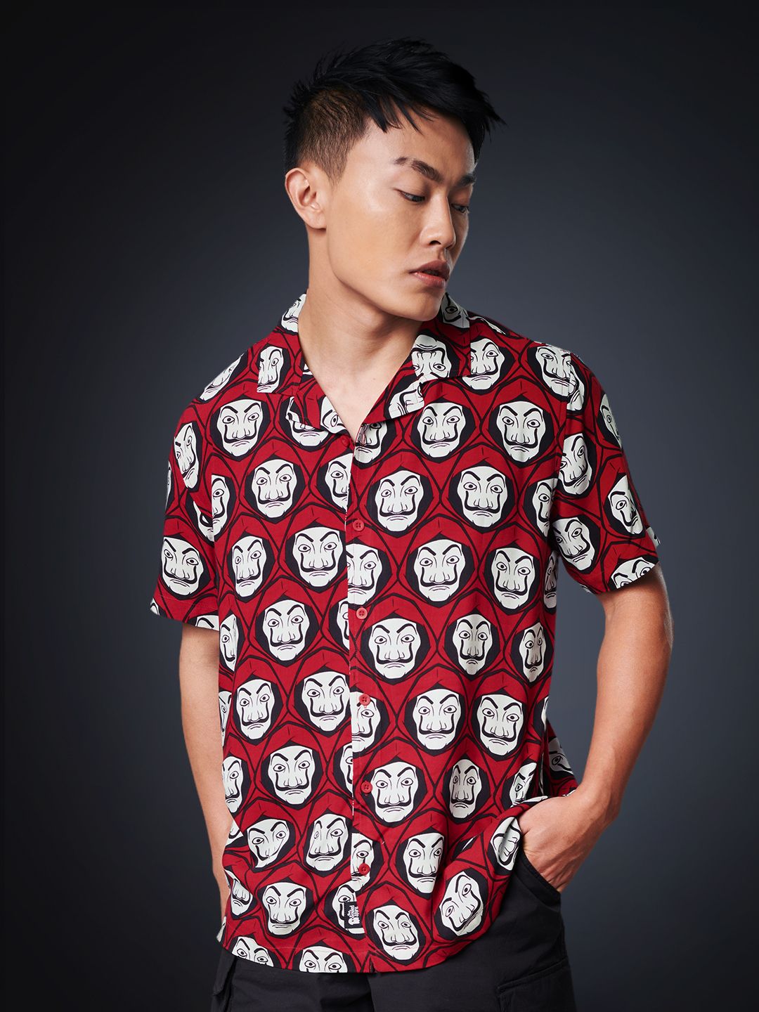 Buy Money Heist Mask Pattern Summer Shirts Online