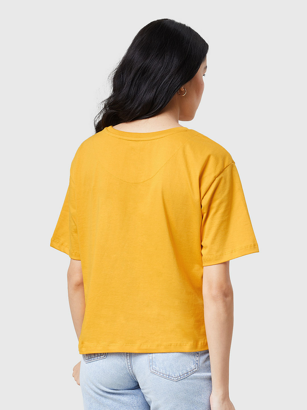 Buy Solids Yellow Womens Oversized T Shirt Online