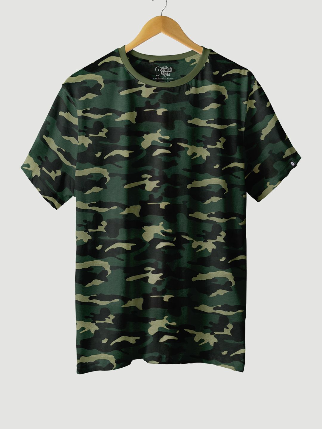 Buy Solids: Olive Camo Half Sleeve T-Shirts Online