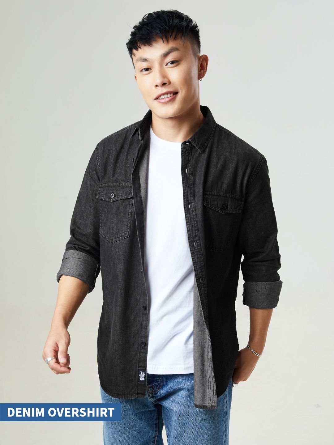 Buy Men's Denim Shirt Ash Grey Shirt Online