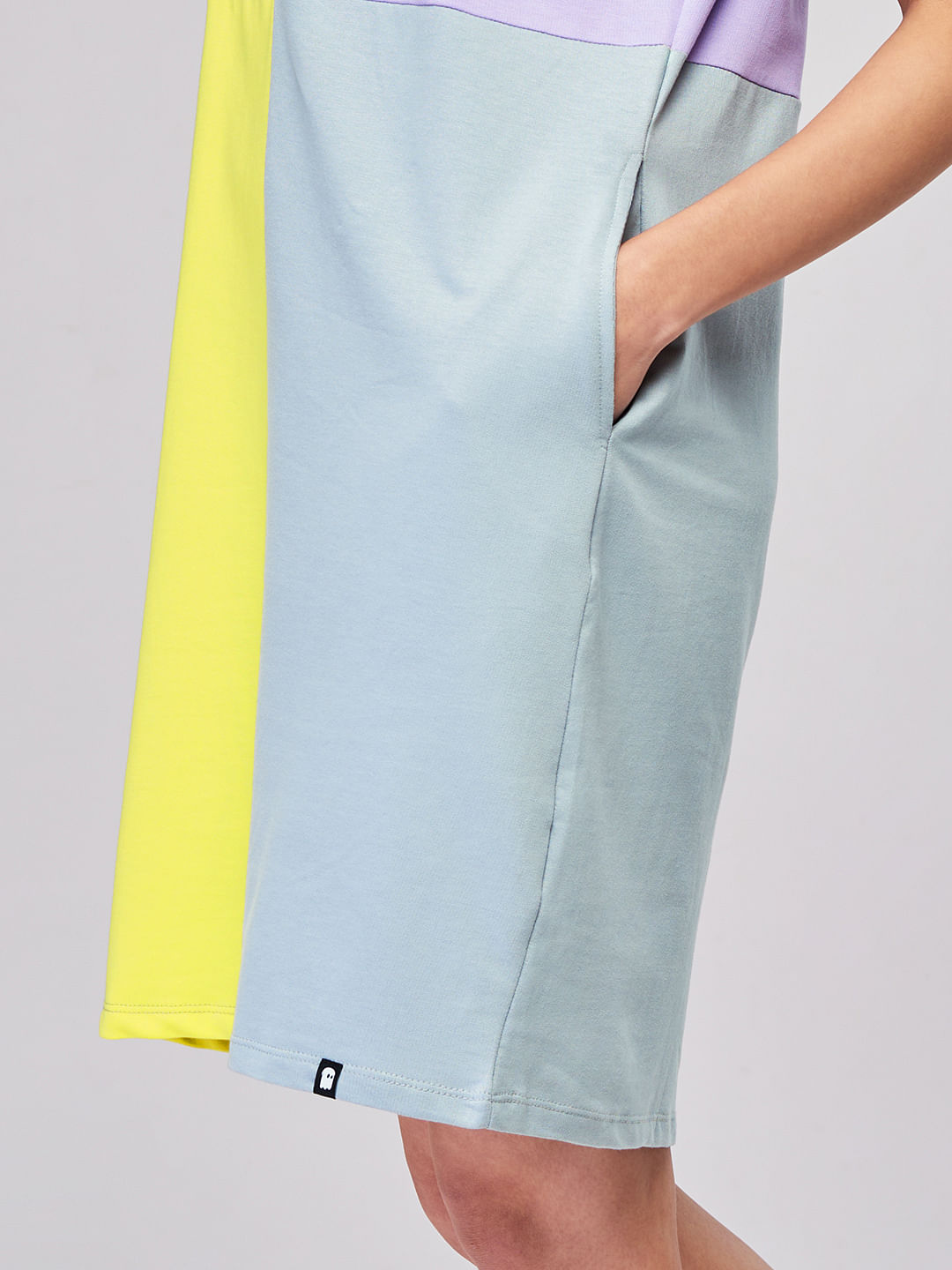 Buy Pastels Colour Block Women Oversized T Shirt Dress Online