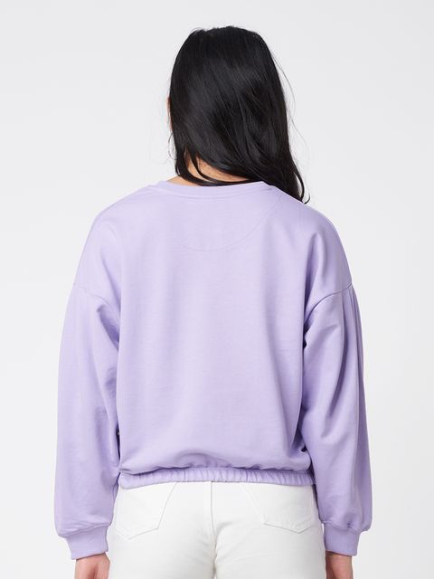 Buy Official Solids: Lavender Women Women Pleated Sleeve Sweatshirts Online