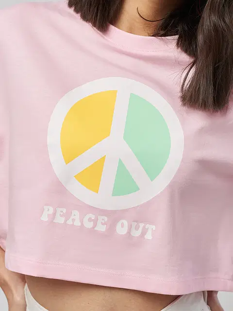 Buy Tss Originals Peace Out Women Oversized Cropped T Shirts