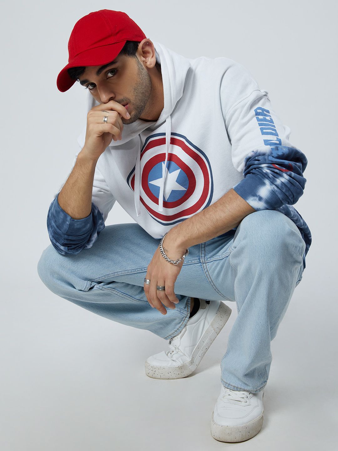 Buy Official Captain America: Shield Tie Dye Men Oversized Hoodies Online