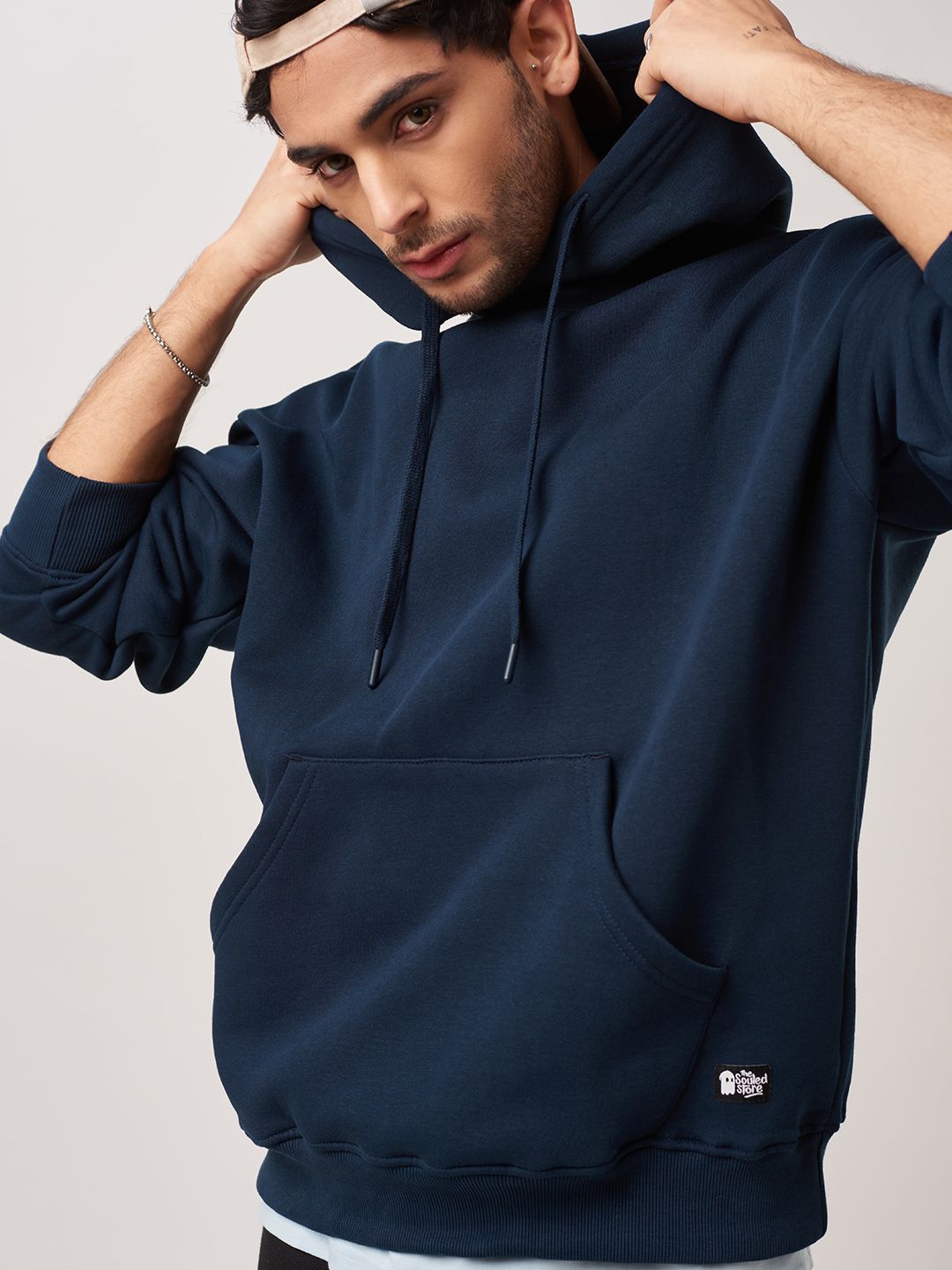 Buy Solids: Blue Men Oversized Hoodies Online