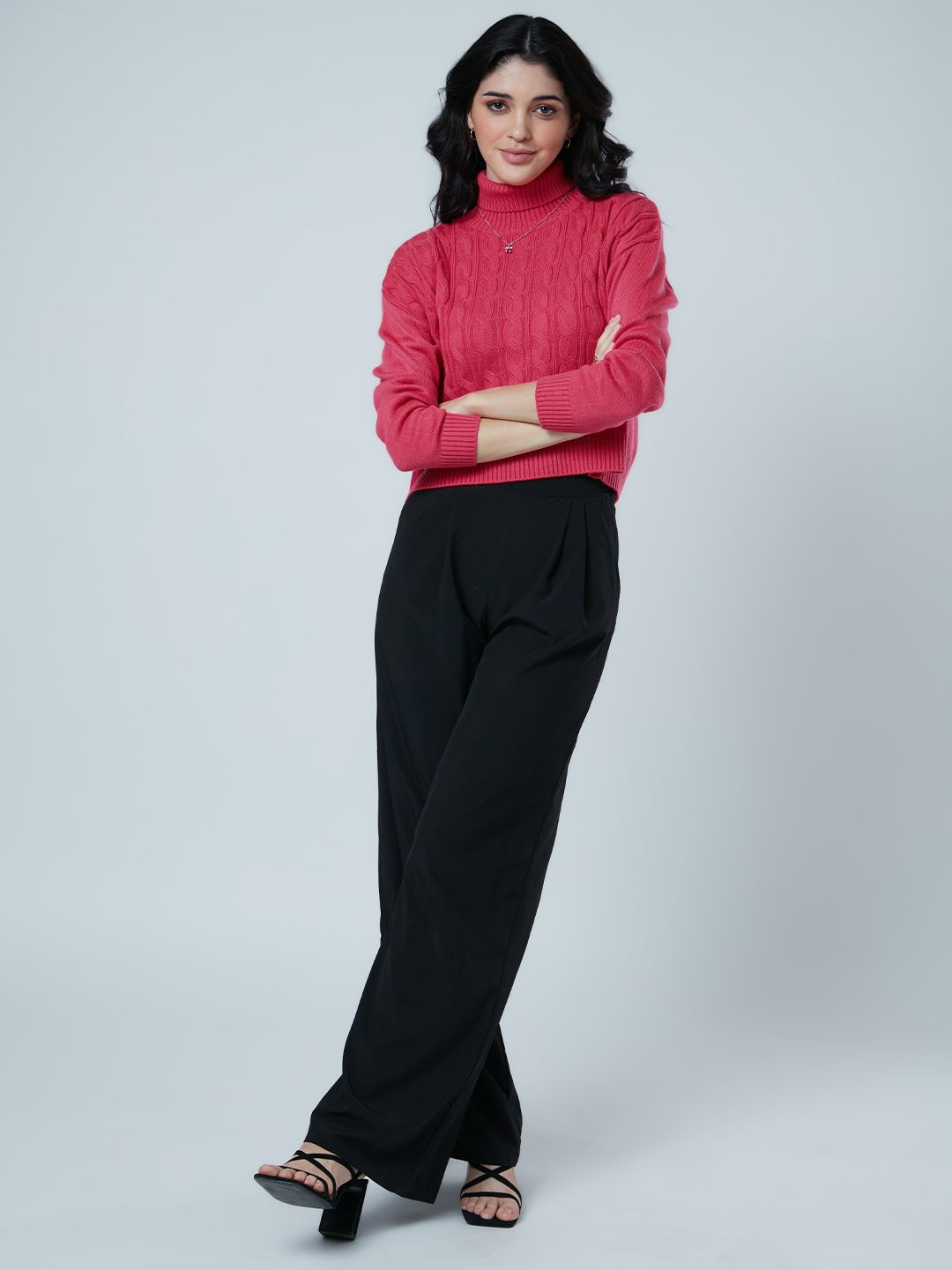 Buy Official Knitted Sweater: Fuschia Pink (Super Cropped) Women ...