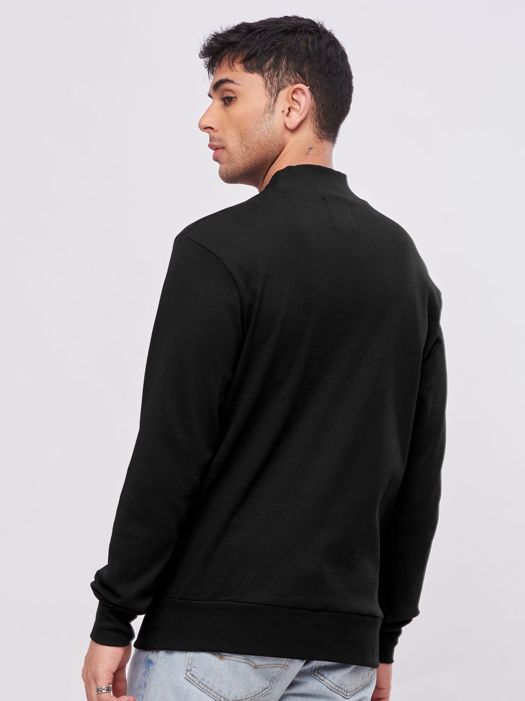 Buy Solids: Black Men's High Neck Sweatshirt Online.