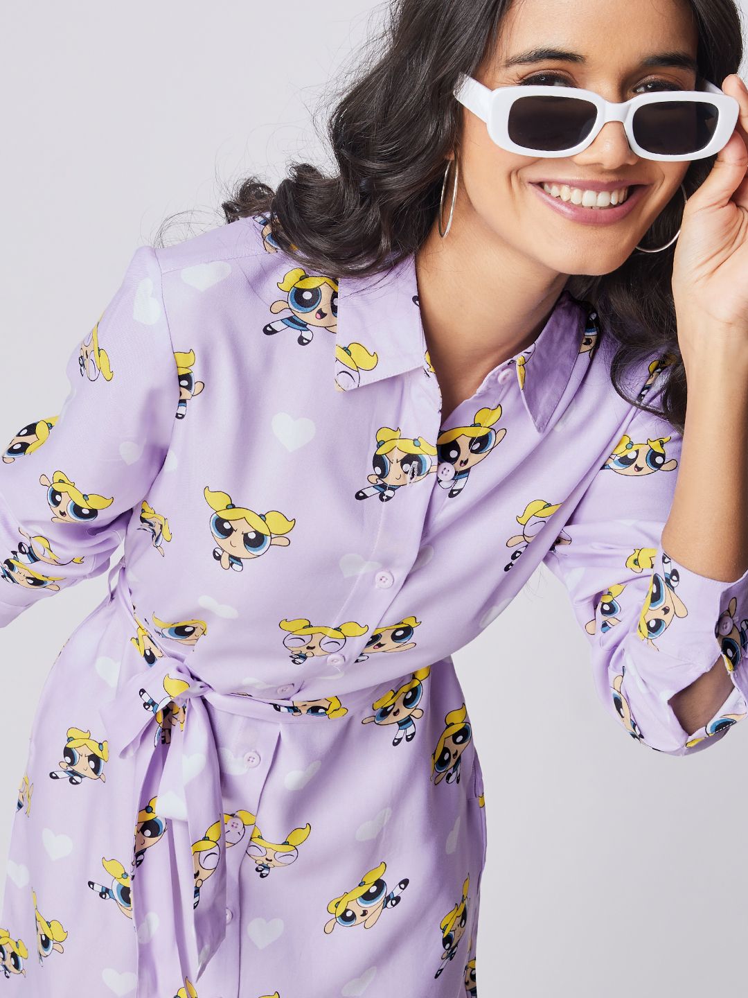Buy Powerpuff Girls Bubbles Pattern Shirt Dress Online.