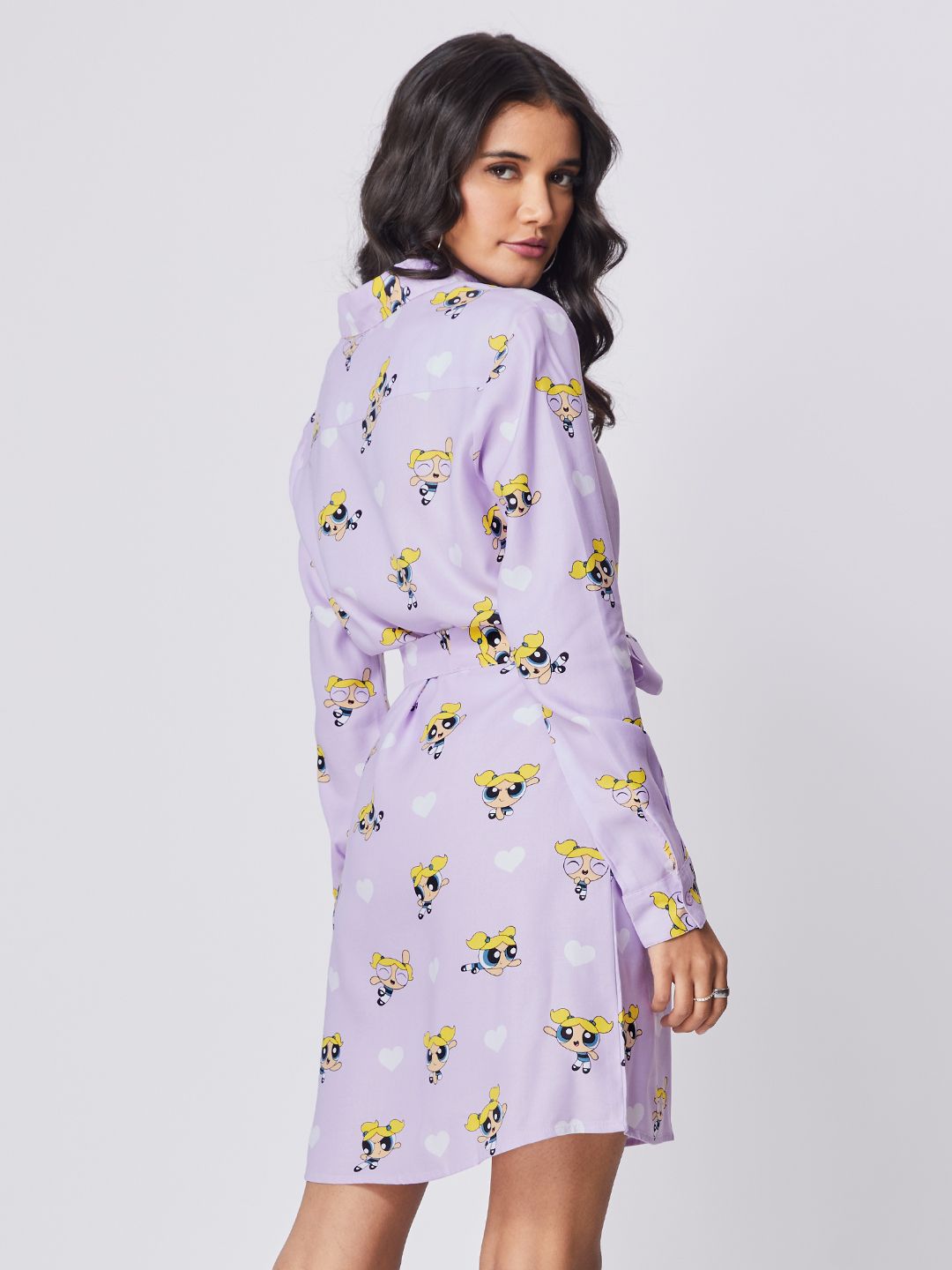 Buy Powerpuff Girls Bubbles Pattern Shirt Dress Online.