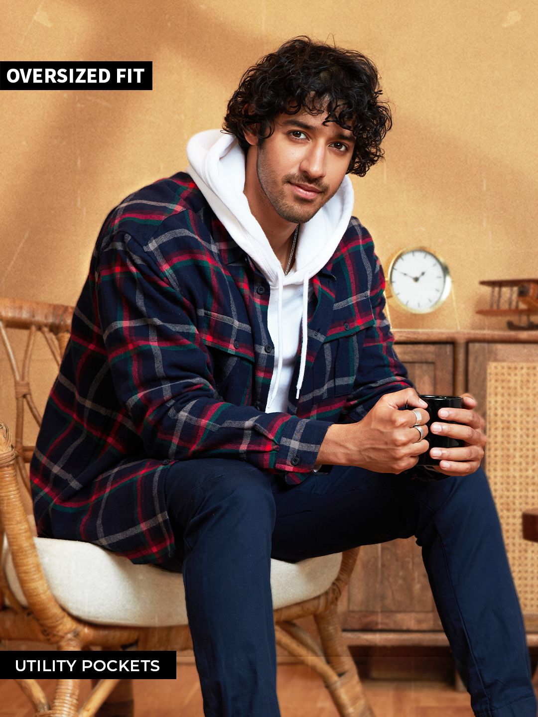 Buy Plaid: Red Men Utility Shirt Online