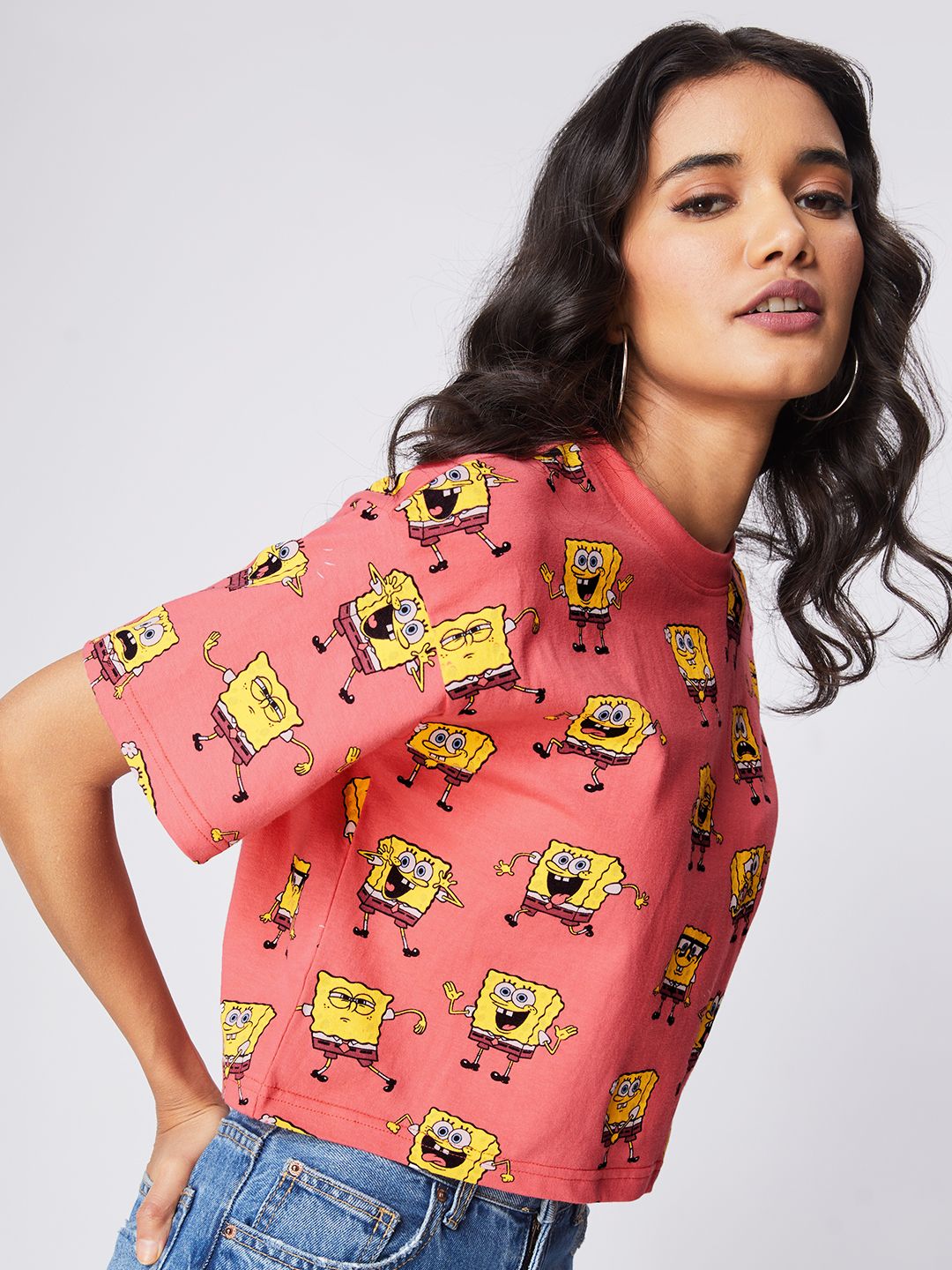 Buy SpongeBob : Many Moods Womens Oversized Crop Tops Online