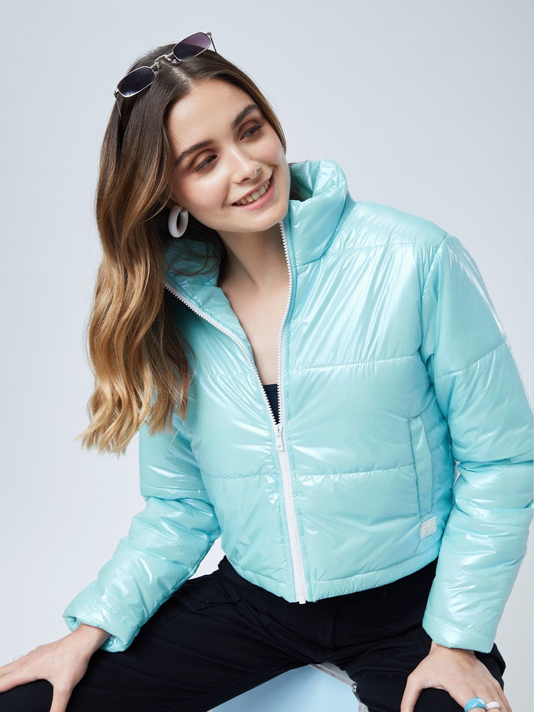 Buy Solids: Aqua Women Puffer Jacket Online