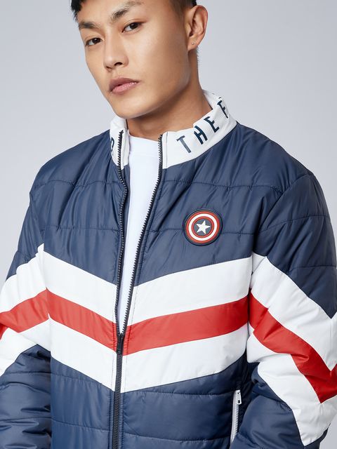 Buy Official Captain America: Blue & Red Puffer Jackets Online