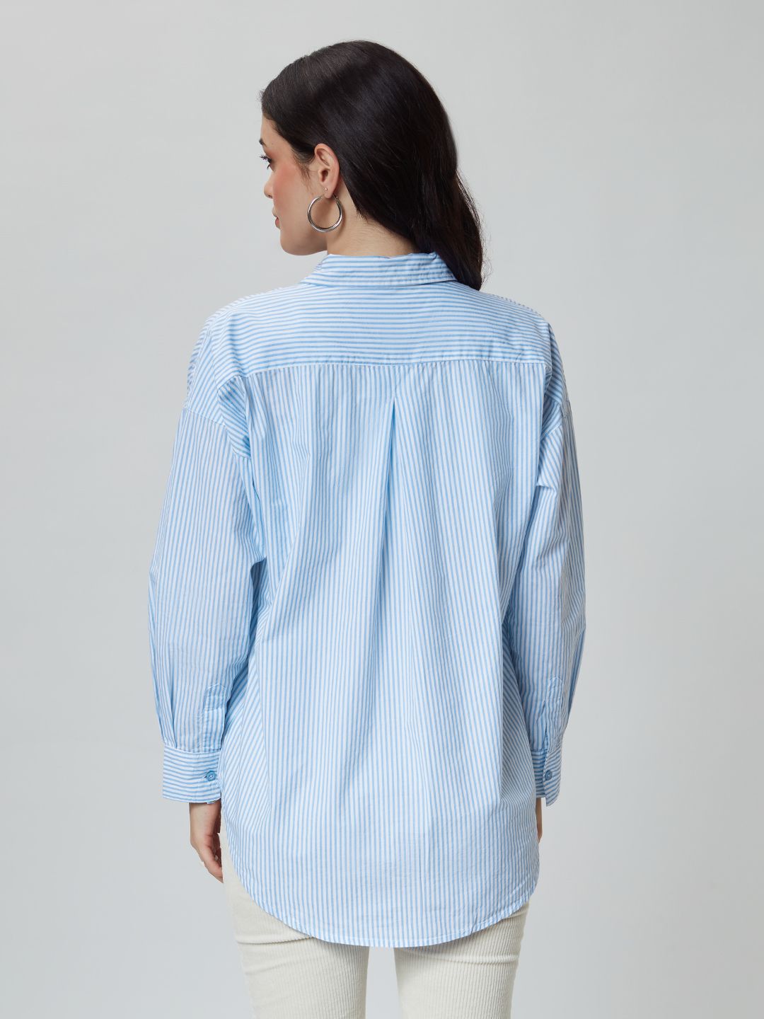 Buy Solids: Blue Stripes Boyfriend Shirt Womens Online