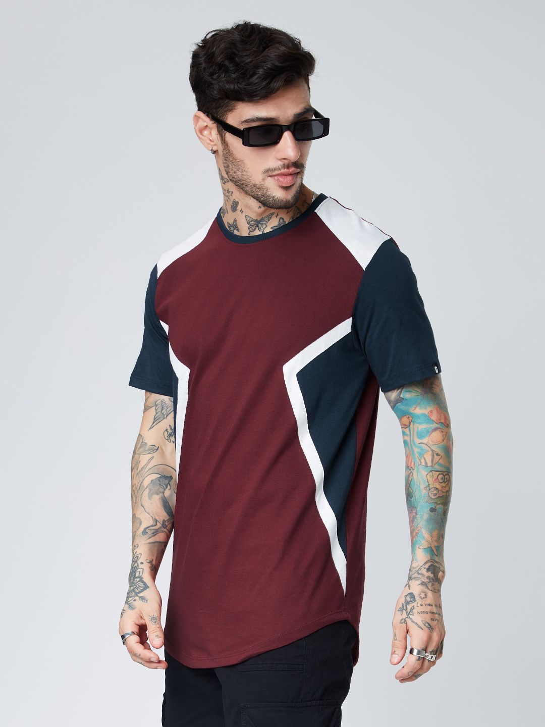 Buy Solids: Burgundy, Navy & White Drop Cut Online.
