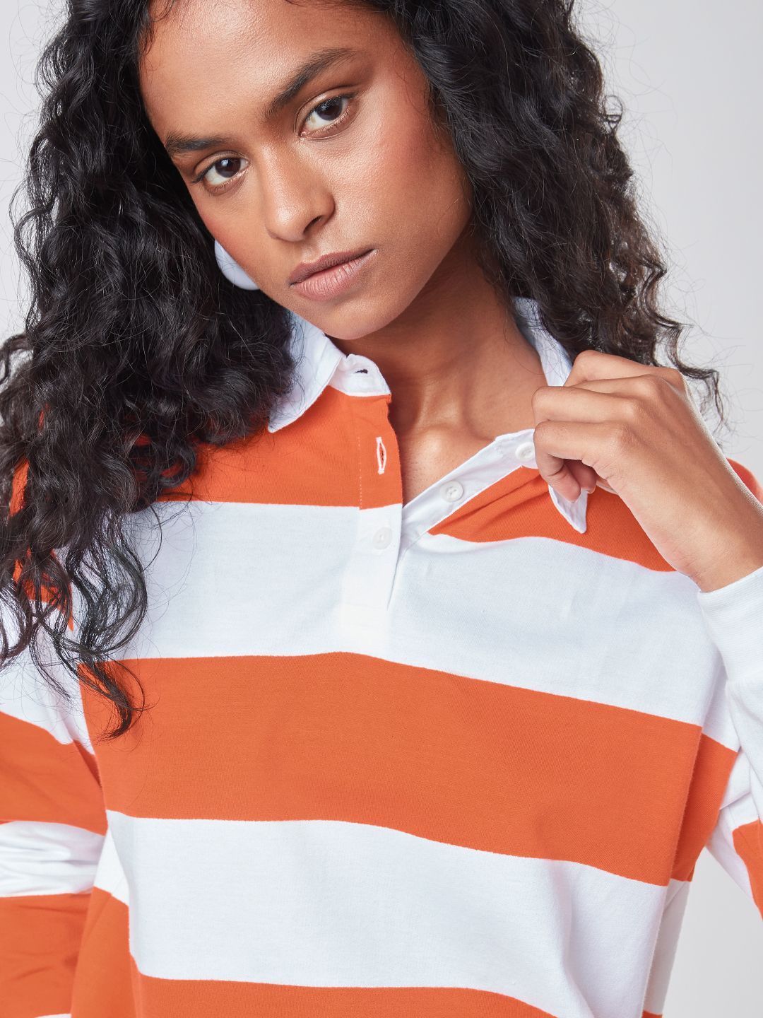 Buy Solids: Orange Striped Women Rugby Polos online at The Souled Store.