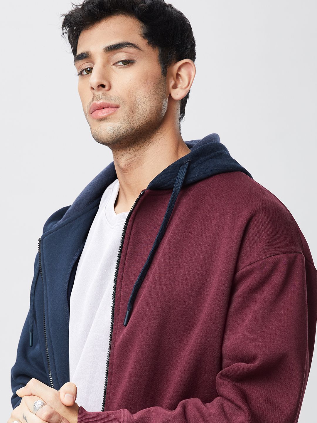 Buy Classic Colour Block Men Oversized Hoodies Online