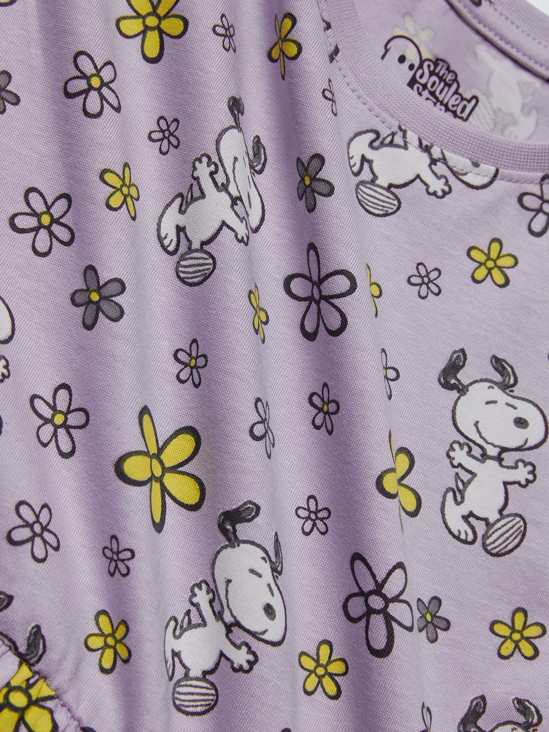 Buy Peanuts: Snoopy Floral Pattern Gathered Dress Online