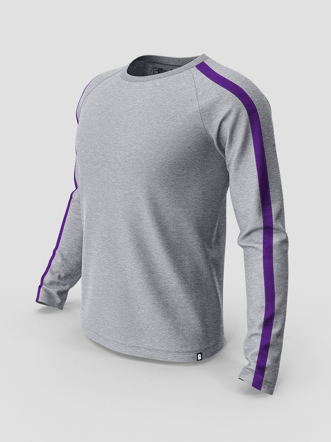 Buy Solids: Grey Melange & Purple Men Full Sleeve T-shirts Online Buy Solids: Grey Melange & Purple Men Full Sleeve T-shirts Online