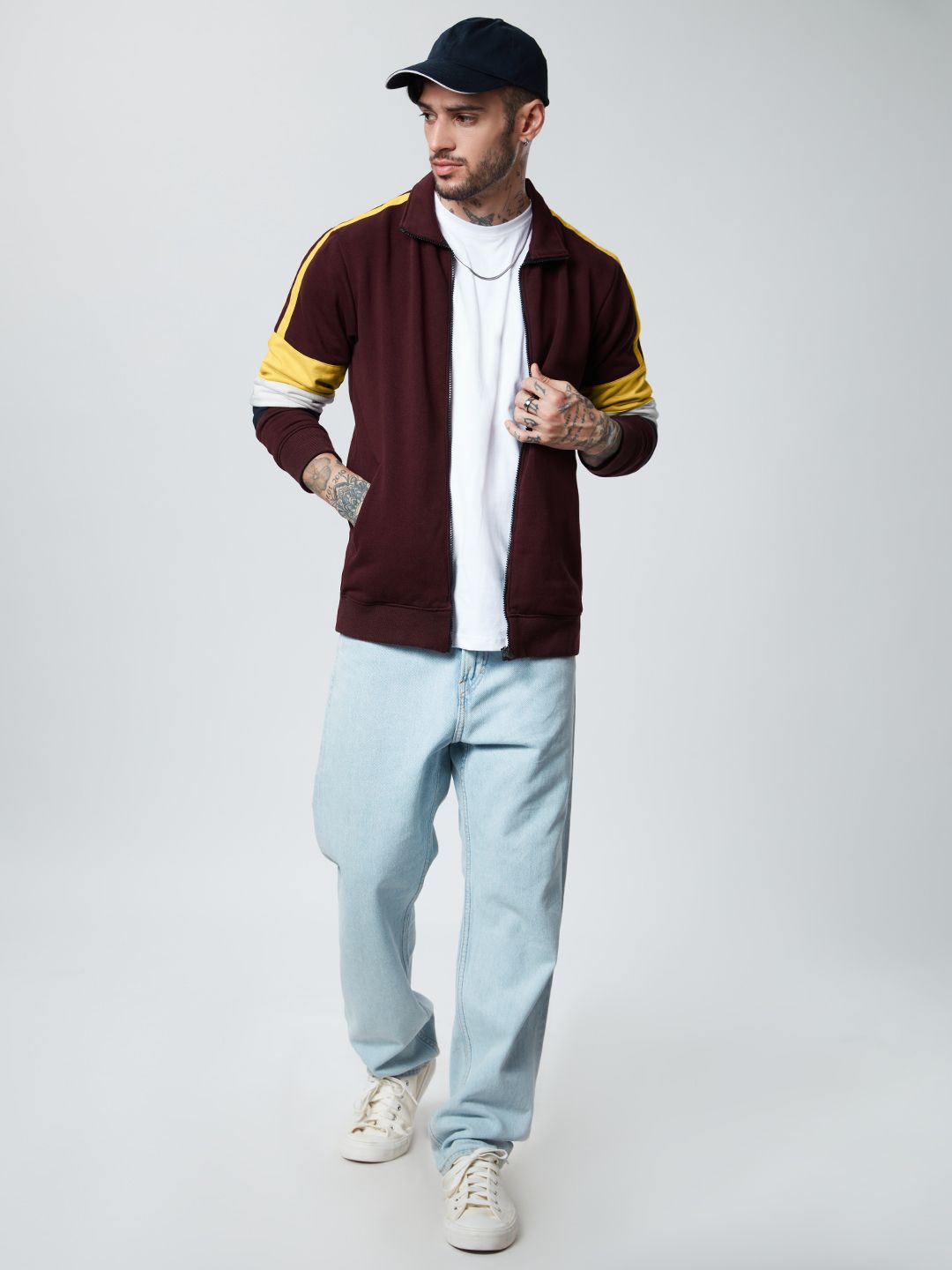 Buy Solids: Red, White, Navy Colourblock Jacket Online