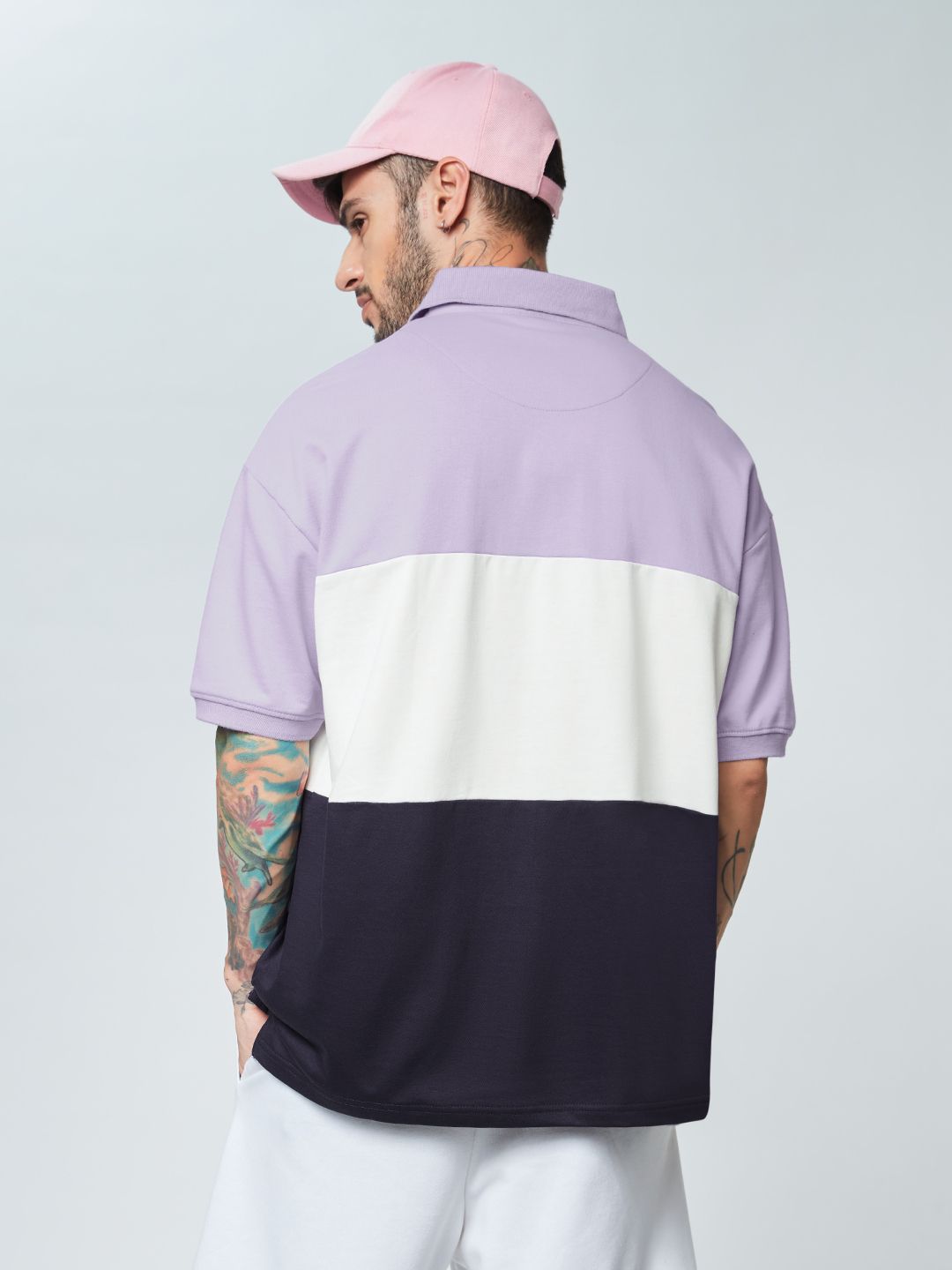 Buy Solids: Lavender White & Berry Oversized Polos Online