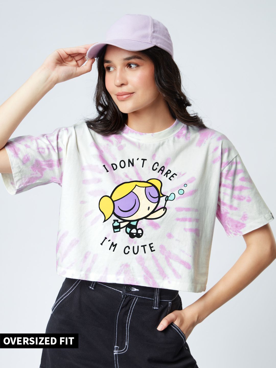 Buy Powerpuff Girls: Cute Bubbles Women's Oversized Cropped T-Shirt ...