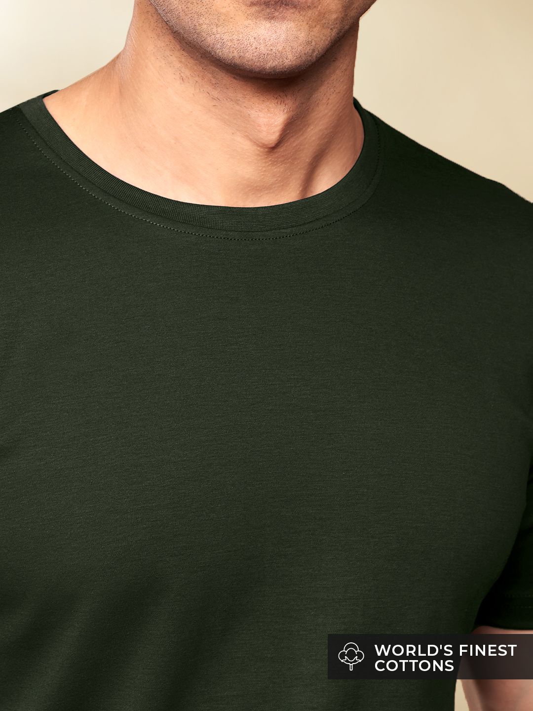 Buy Supima Cotton Dark Olive Drop Cut T-Shirt Online