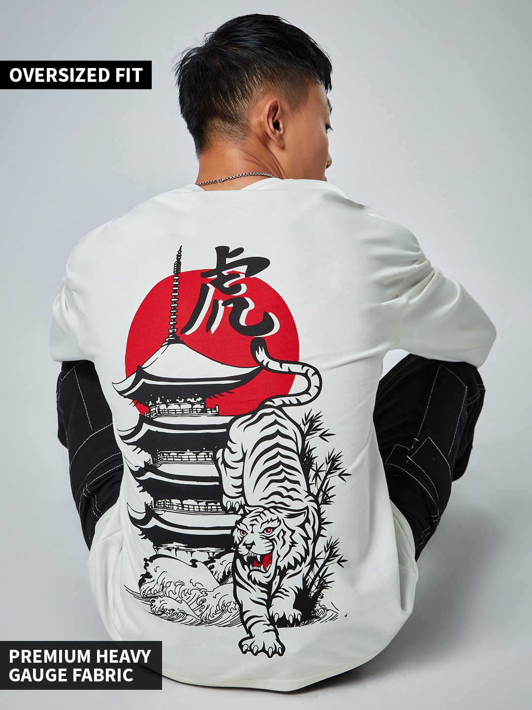 Buy TSS Originals: Crouching Tiger Oversized Full Sleeve T-Shirt Online