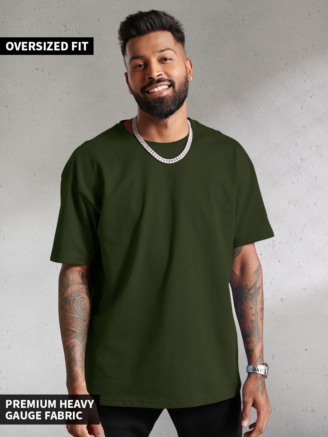 Buy Solids: Olive (Oversized) T-Shirts Online