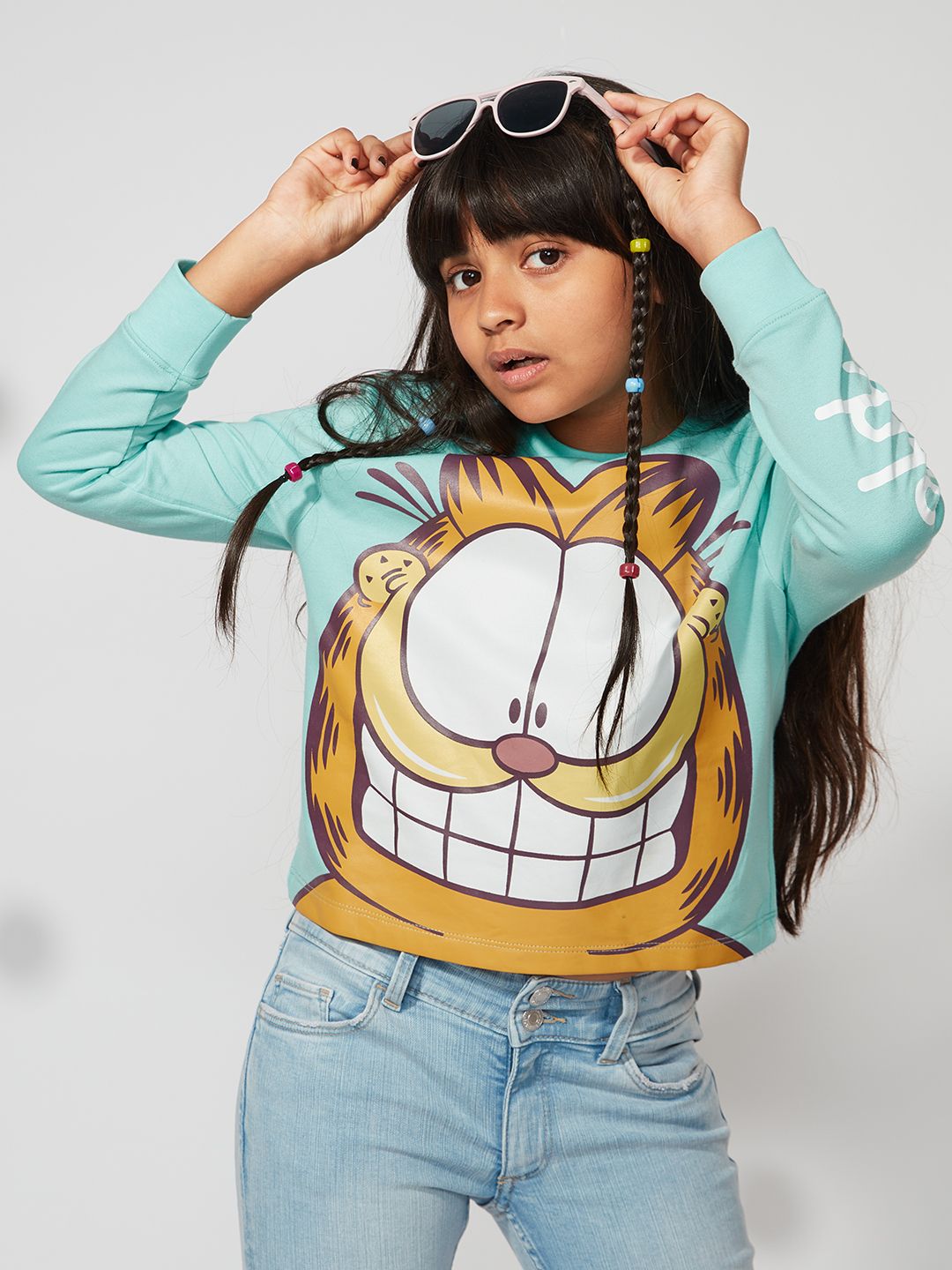 Buy Garfield: Funny Face Girls Cropped Sweatshirt Online