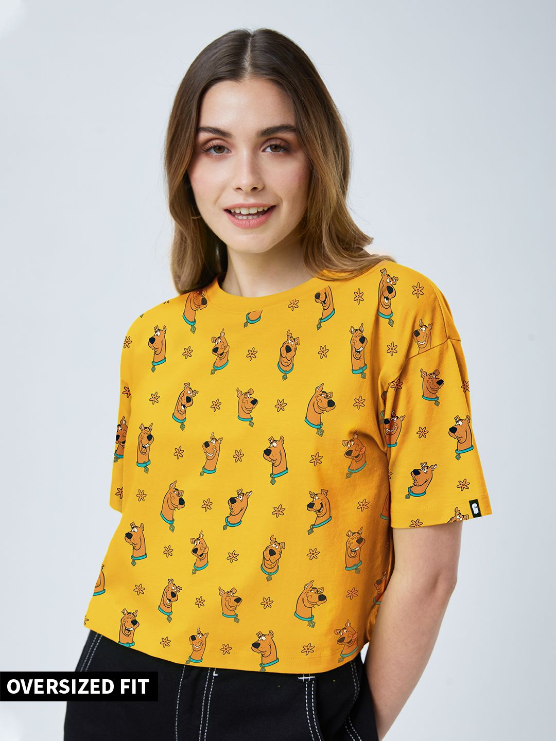 Buy Sabrina: Doodle Pattern Women Oversized Cropped Shirts