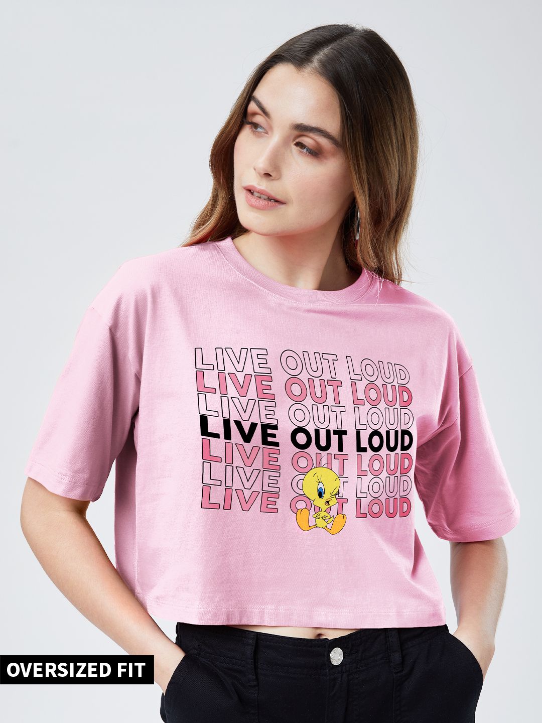 Buy Sabrina: Doodle Pattern Women Oversized Cropped Shirts