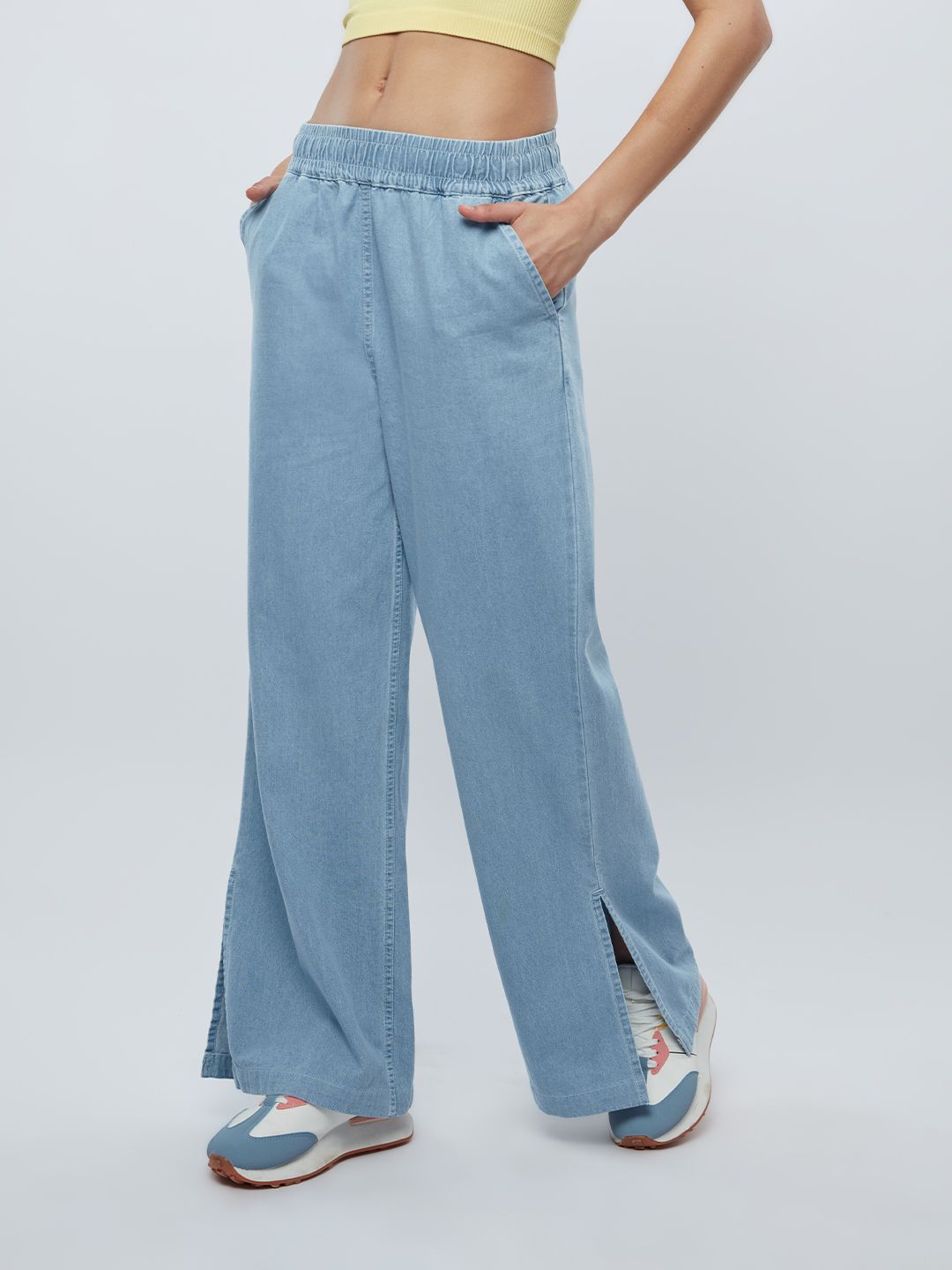 Buy Solids: Azure Blue Women's Flared Pants Online