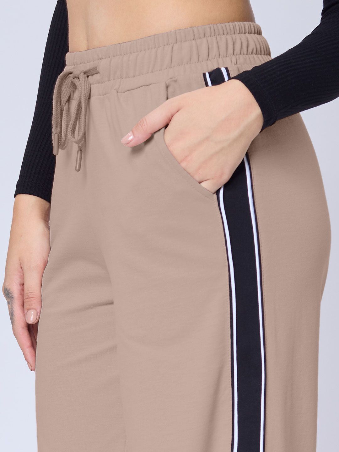 Buy Solids: Mushroom Women Flared Joggers online at The Souled Store.