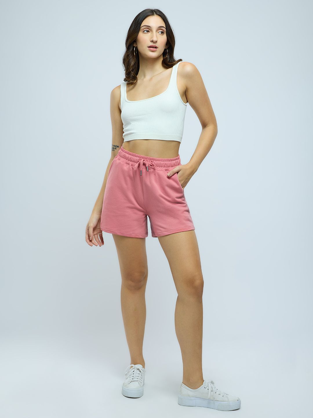 Buy Solids: Blush Pink Womens Lounge Shorts Online
