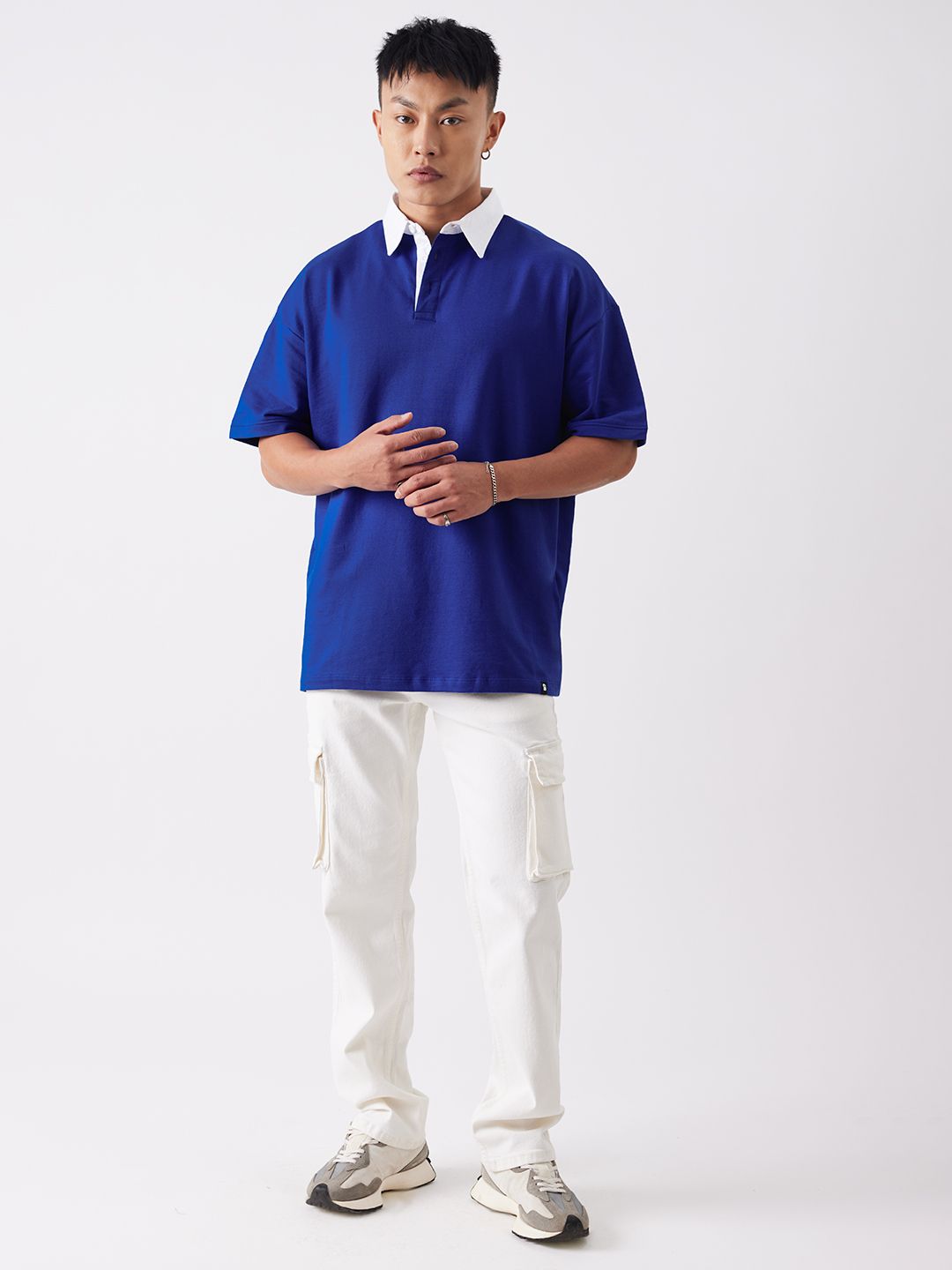 Buy Solids: Electric Blue Oversized Polos Online