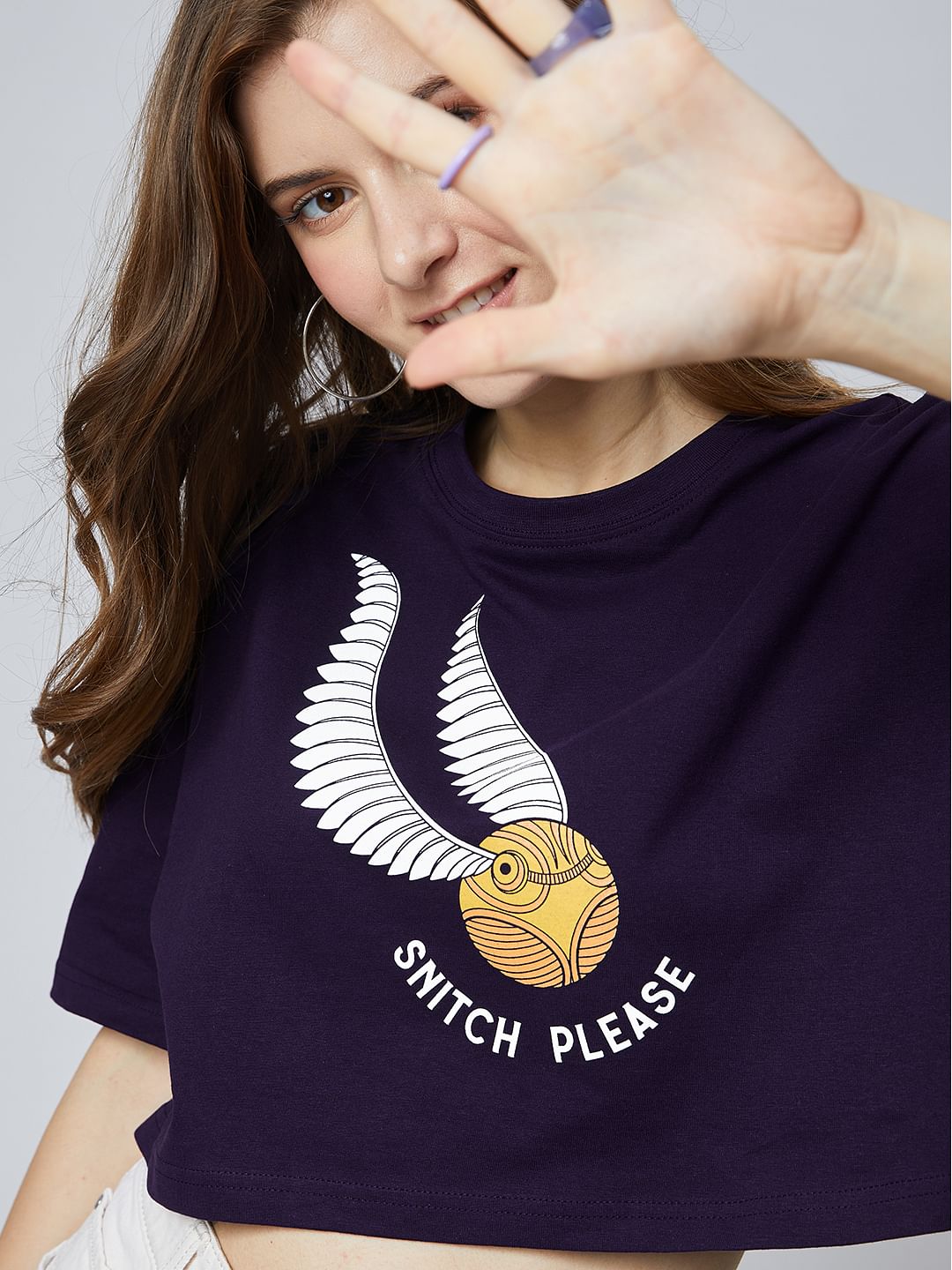 Buy Official Harry Potter Snitch Please Women Oversized Cropped T