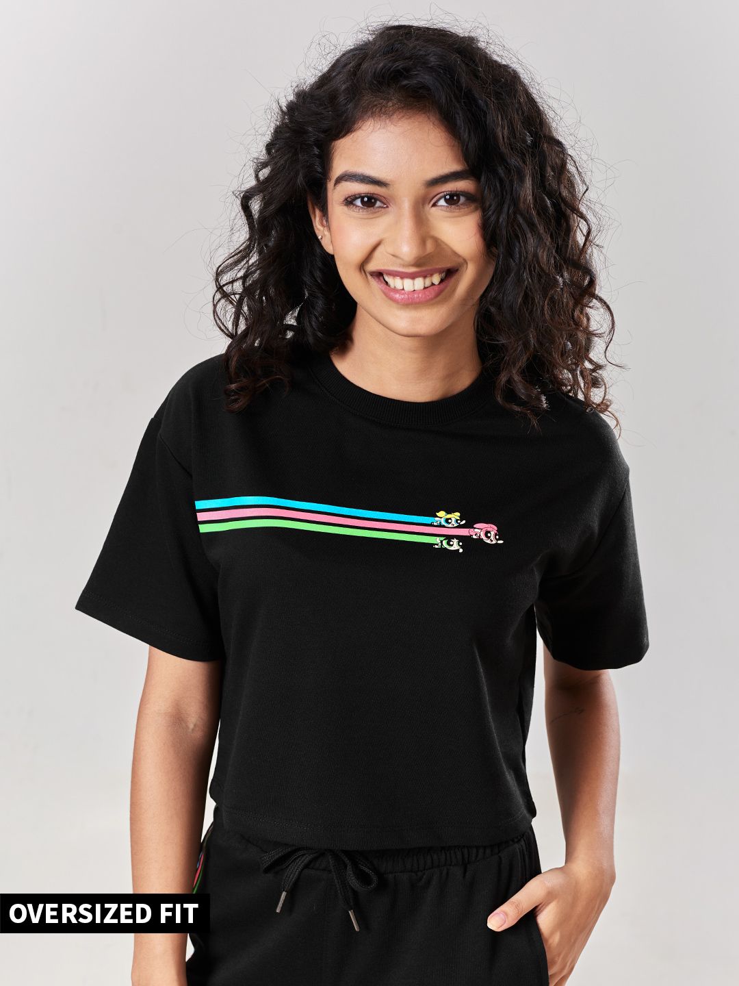 Buy Sabrina: Doodle Pattern Women Oversized Cropped Shirts