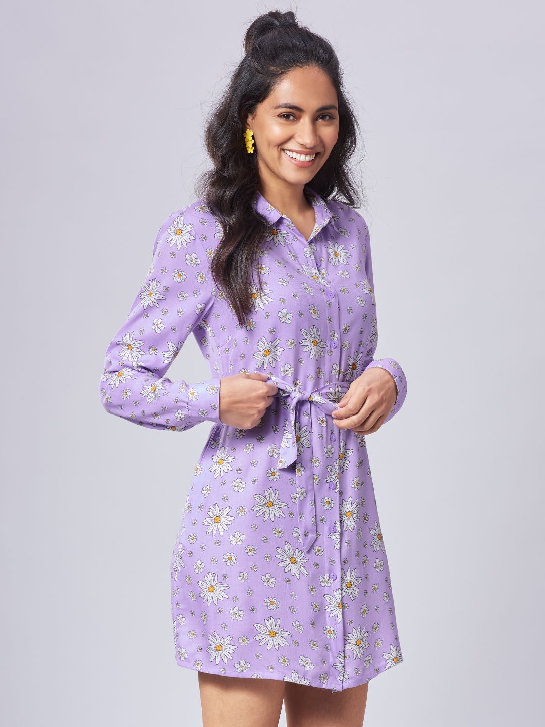 Buy Floral Pattern Womens Shirt Dress Online