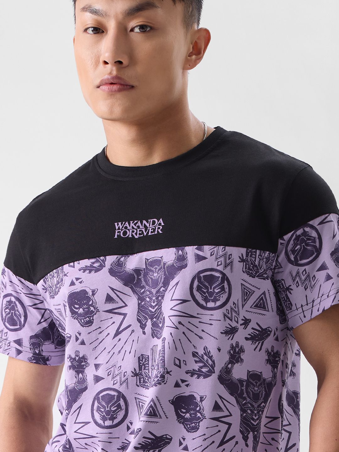 Buy Marvel: Wakanda Forever Colourblock Half Sleeve T-Shirts Online