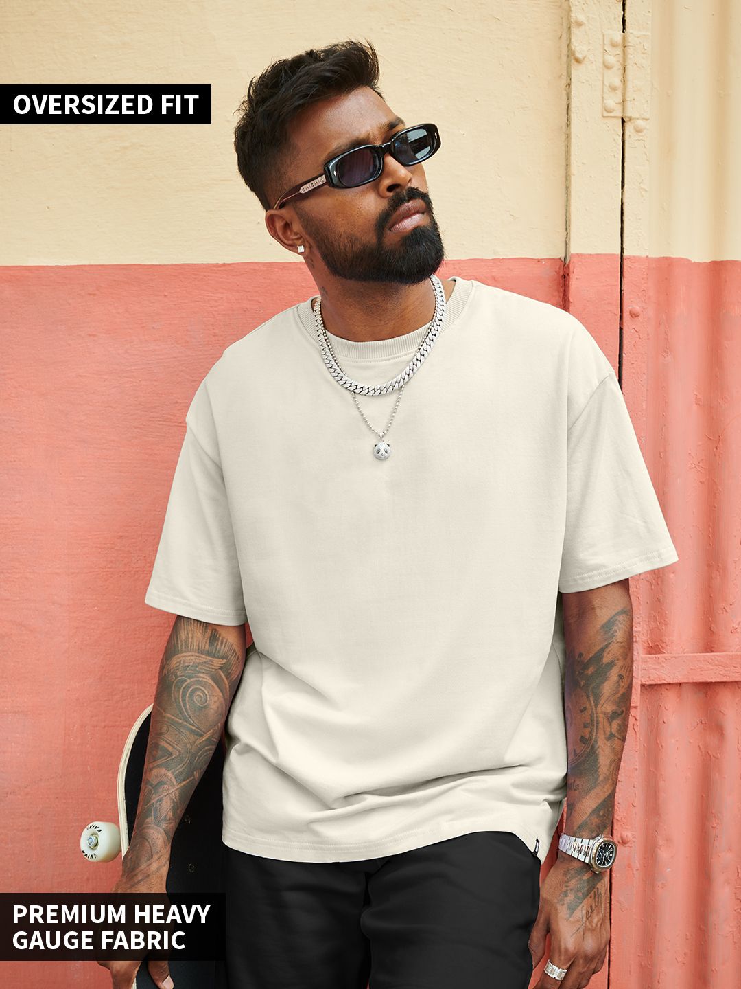 Buy Solids: Eggshell White Oversized T-Shirts Online