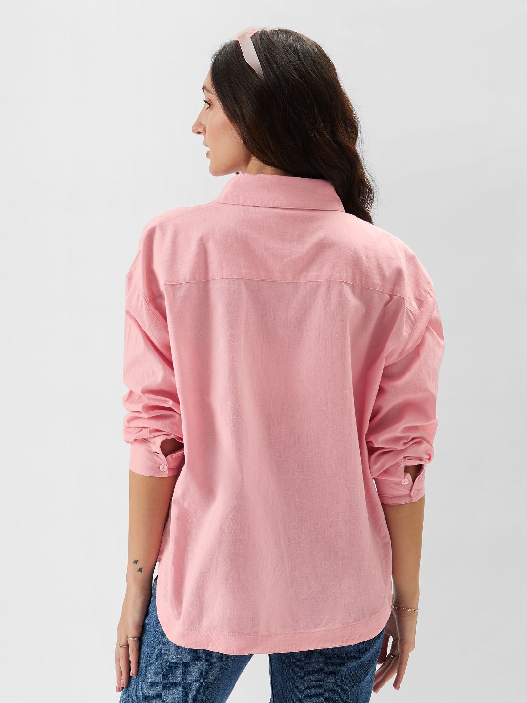 Buy Solids: Pink Boyfriend Shirt Online
