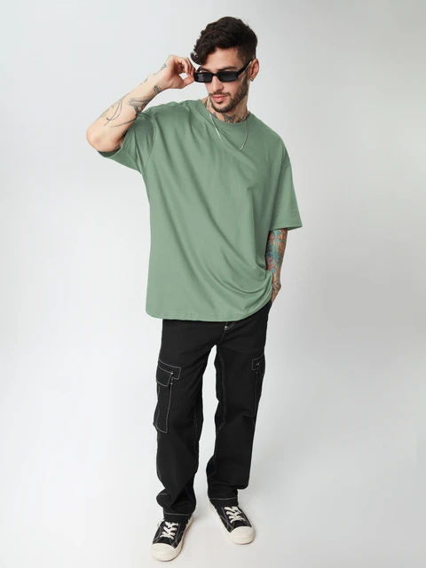 Buy Solids: Jade Green Oversized T-Shirts Online