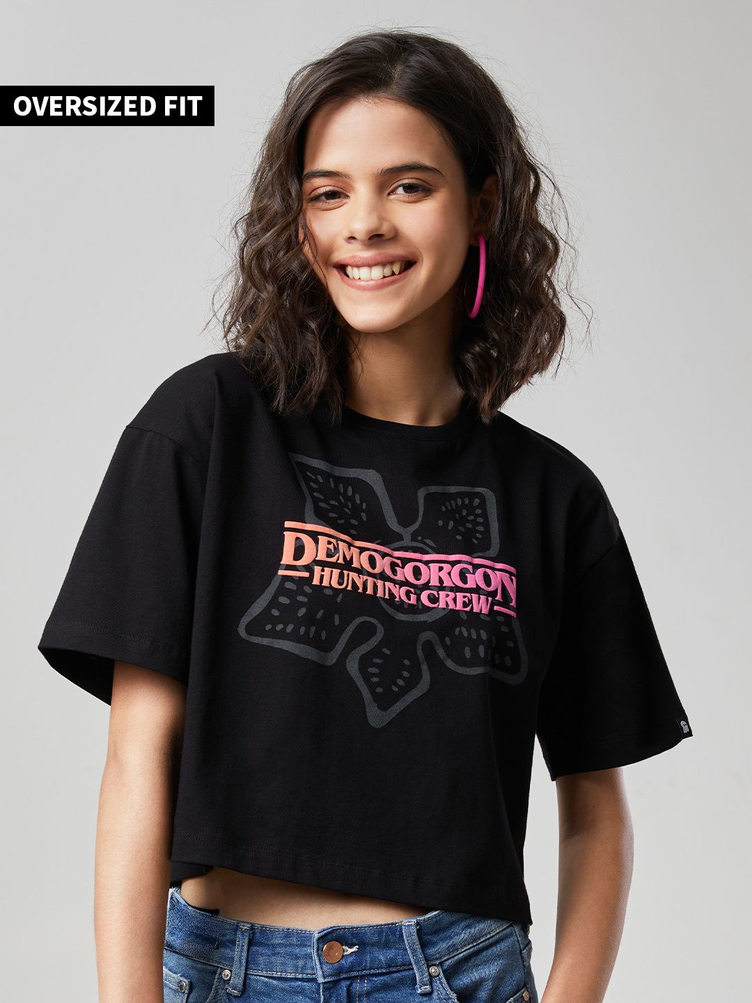 Buy Sabrina: Doodle Pattern Women Oversized Cropped Shirts