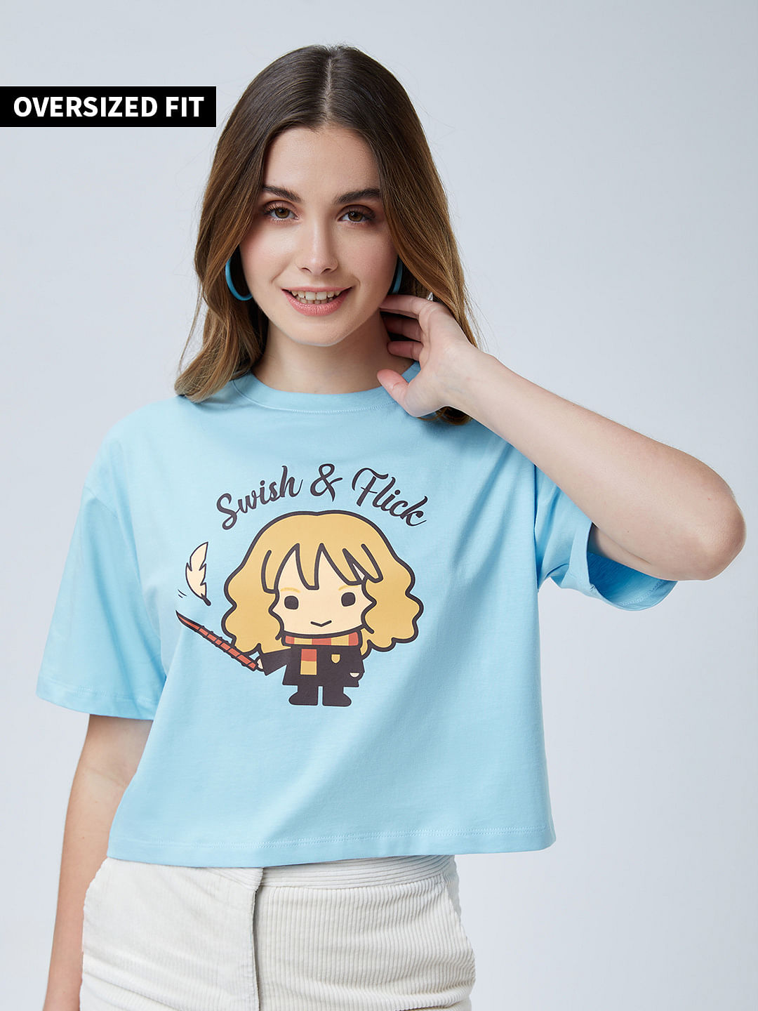 Buy Harry Potter Swish And Flick Womens Oversized Cropped T Sh