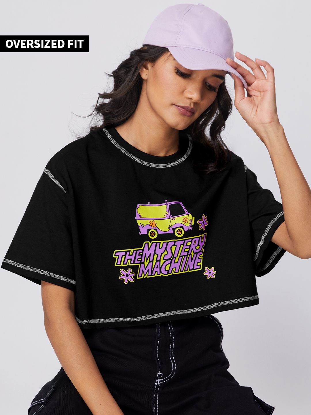 Buy Sabrina: Doodle Pattern Women Oversized Cropped Shirts