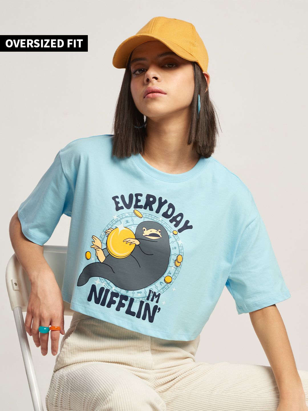 Buy Sabrina: Doodle Pattern Women Oversized Cropped Shirts