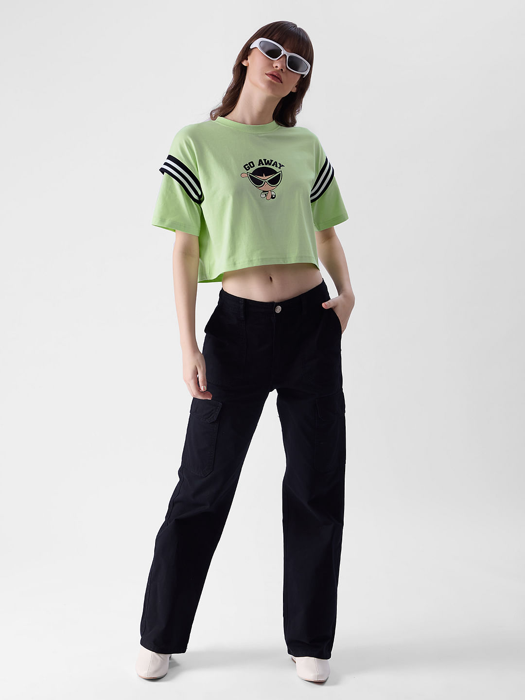Buy Powerpuff Girls Go Away Womens Oversized Cropped T Shirt Online